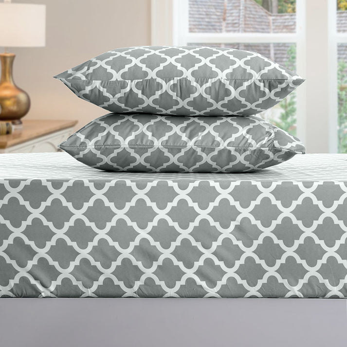 4-Piece Quatrefoil Sheet | Lux Decor Collection | Comfortable Bedding