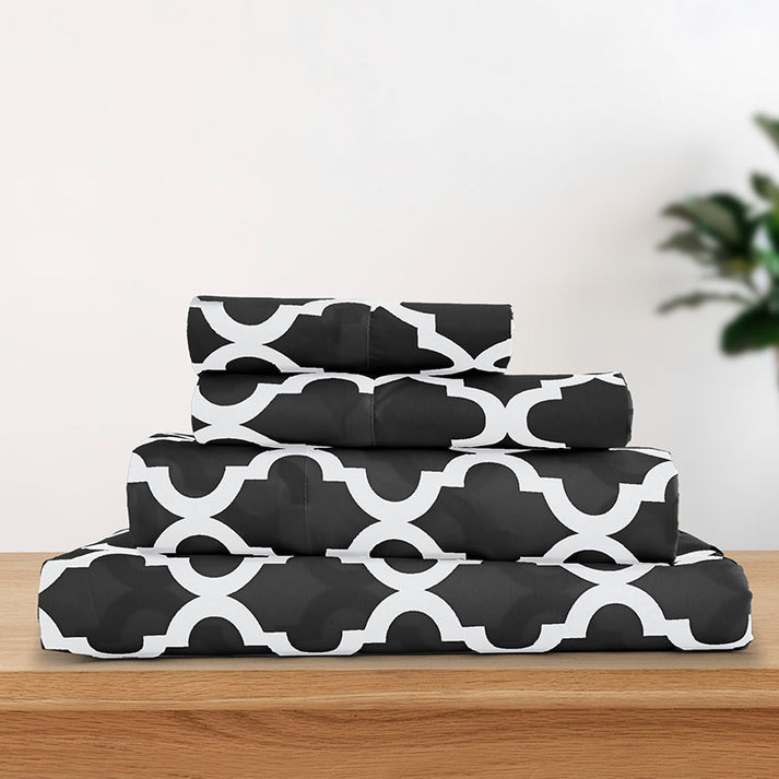 4-Piece Quatrefoil Sheet | Lux Decor Collection | Comfortable Bedding