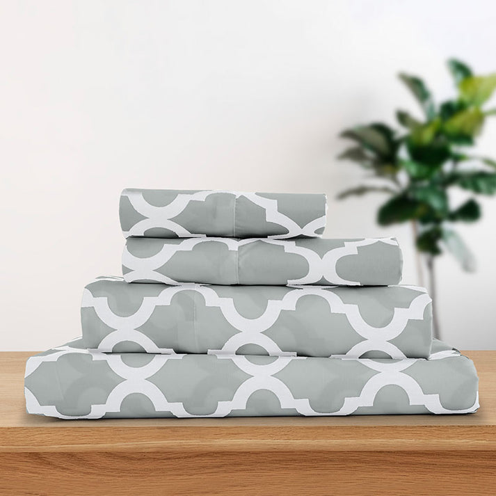 4-Piece Quatrefoil Sheet | Lux Decor Collection | Comfortable Bedding