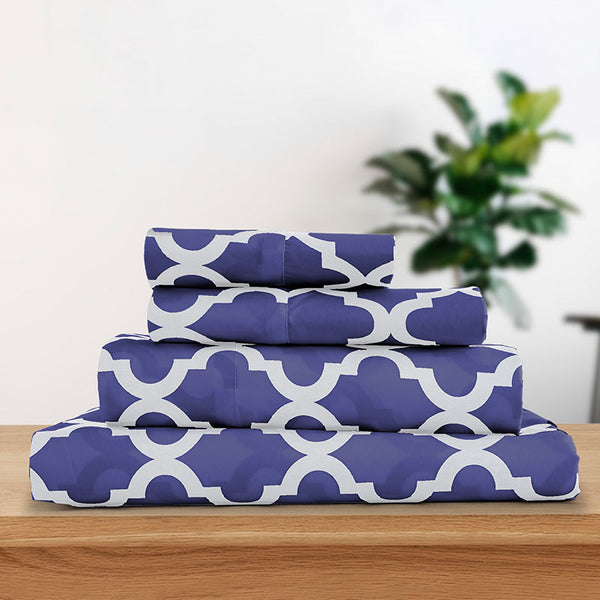 4-Piece Quatrefoil Sheet | Lux Decor Collection | Comfortable Bedding