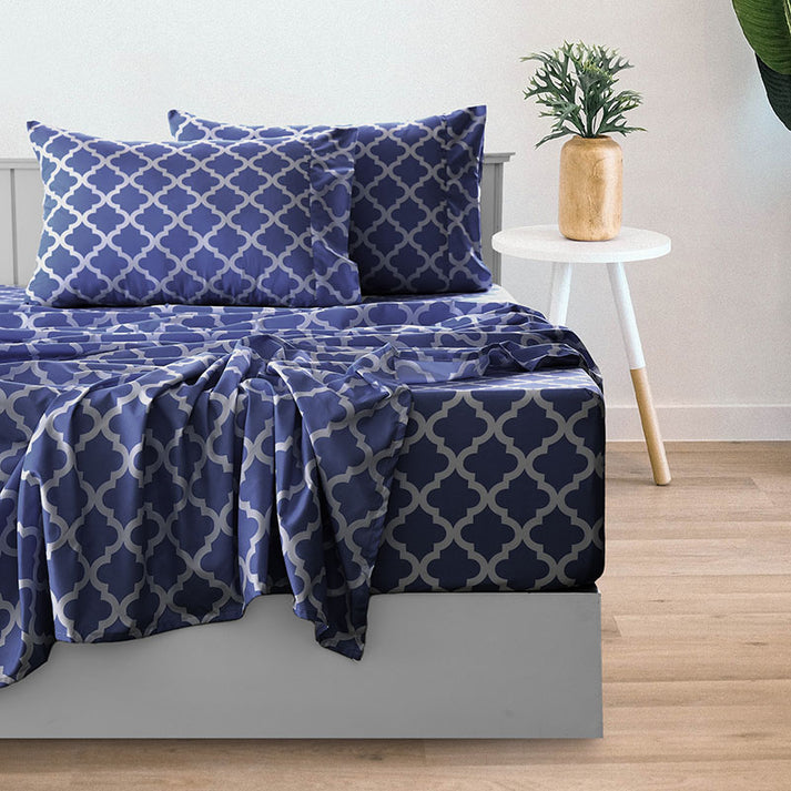 4-Piece Quatrefoil Sheet | Lux Decor Collection | Comfortable Bedding